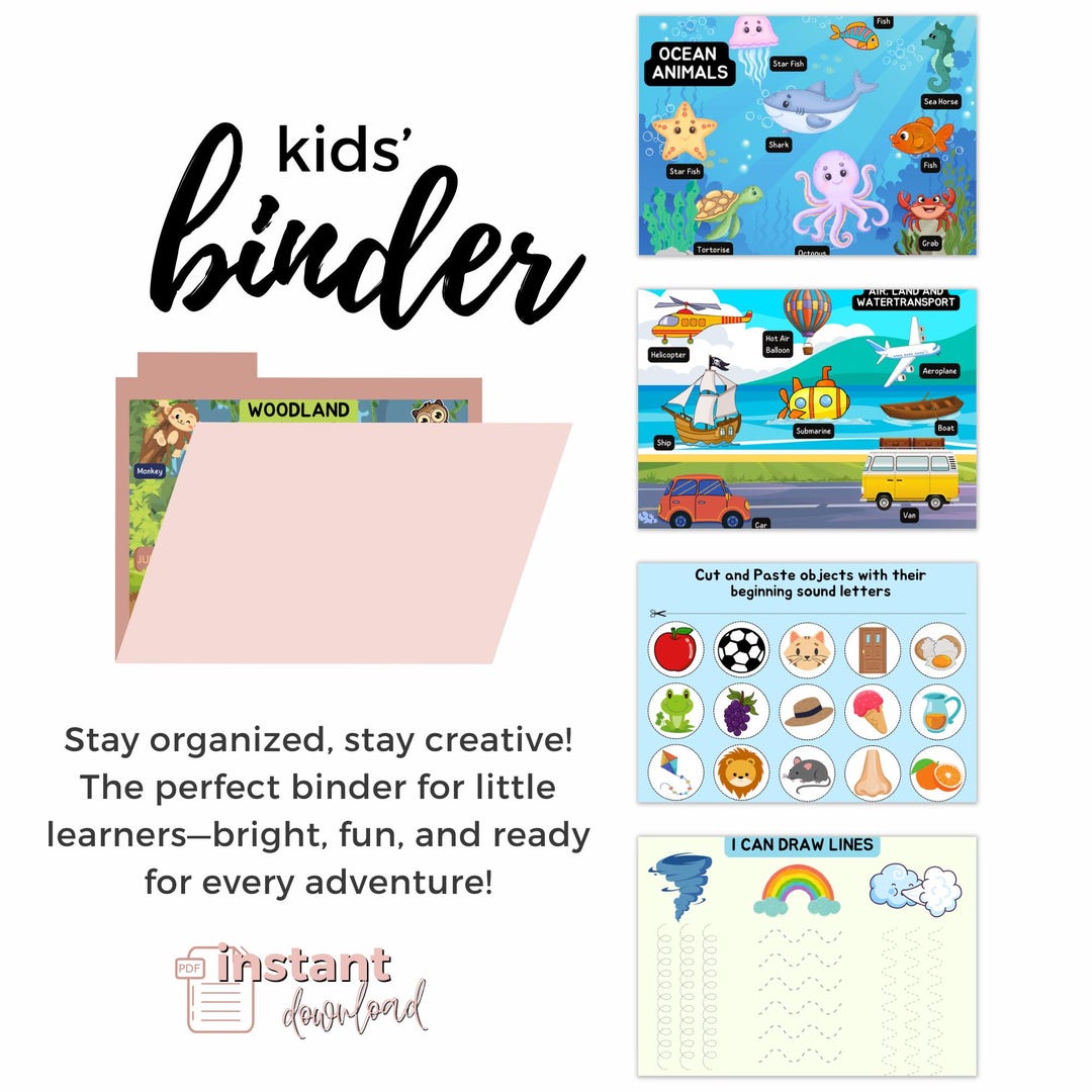 Kids' Binder, Activity Book for Preschool and Kindergarten, Ocean and ...
