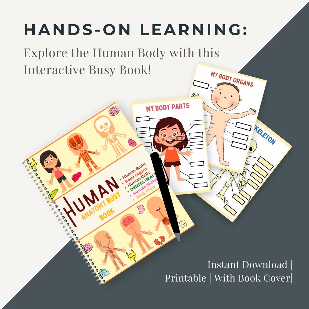 Human Body Anatomy Kids' Busy Book, Preschool and Kindergarten Busy ...