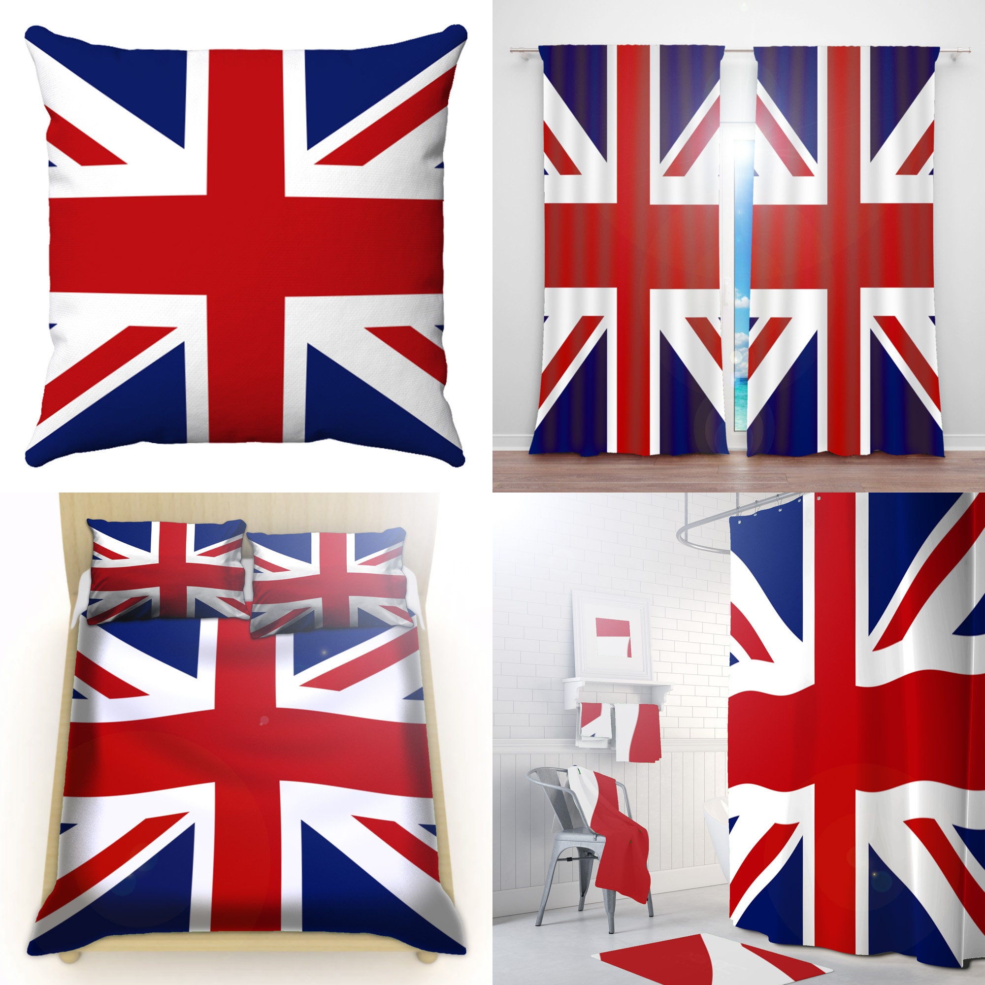 Union Jack Duvet Cover, England Flag Blanket, UK Bedding, Great Britain ...