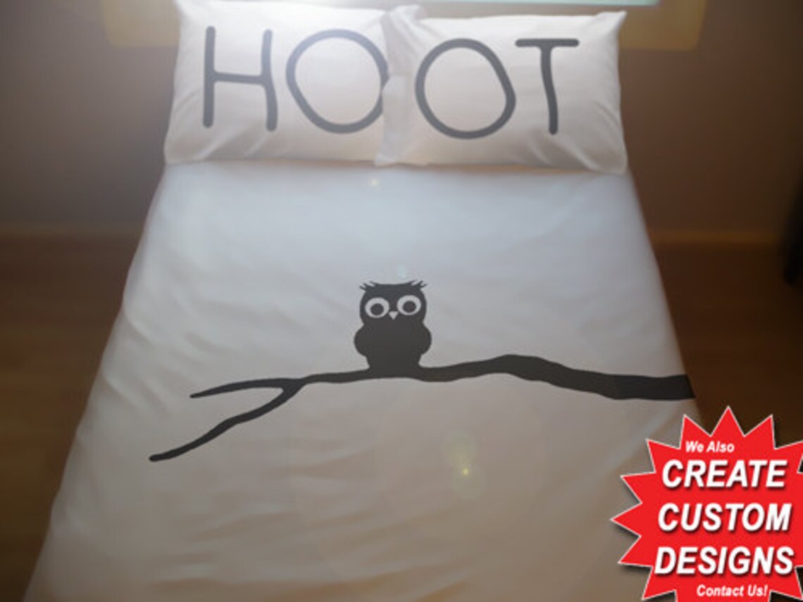 Owl Duvet Cover Sheet Set Bedding Queen King Twin Size Hoot - Etsy