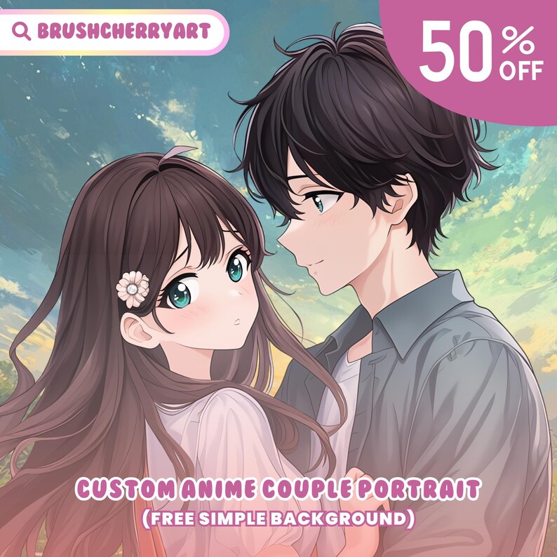 Custom Anime Portrait | Couple, Pet & Family Art - Etsy