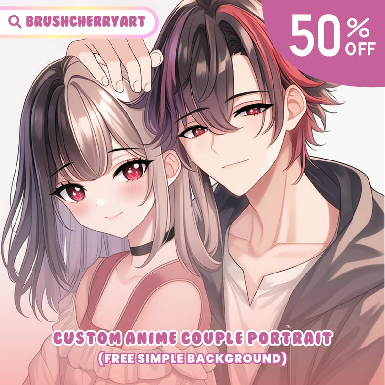 Custom Anime Portrait | Couple, Pet, Family Art - Etsy