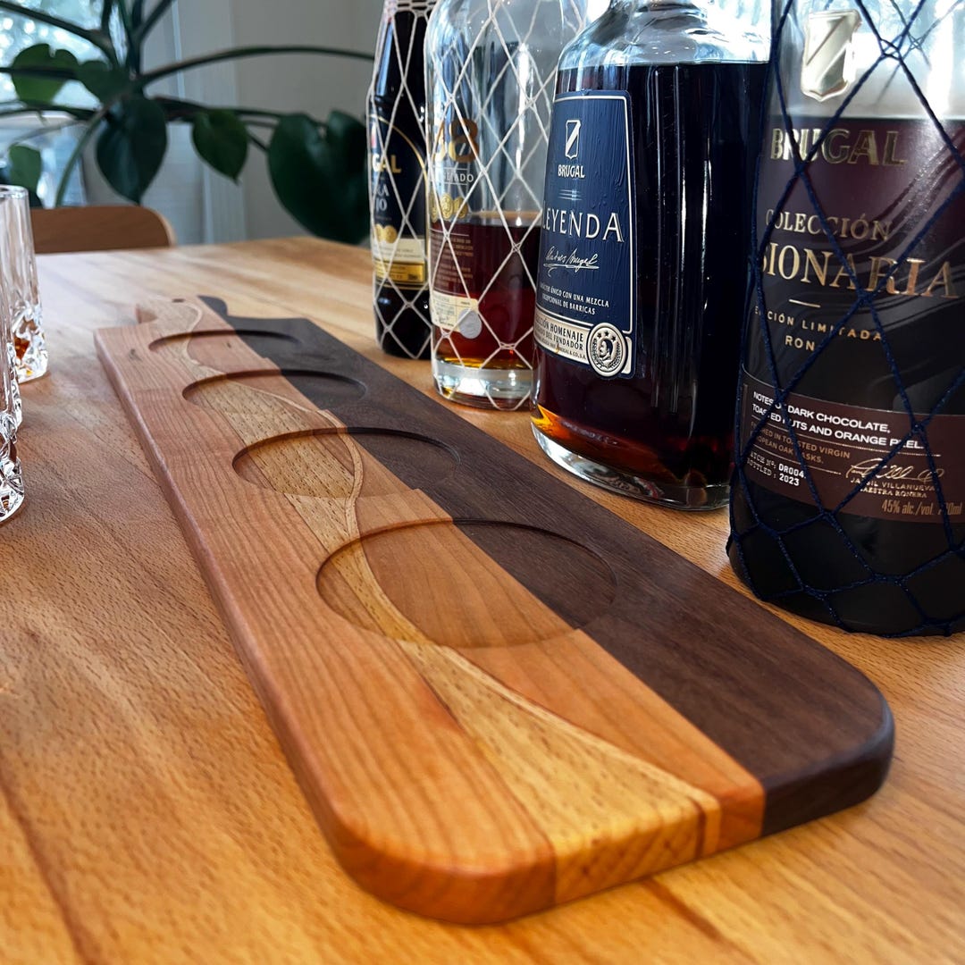 Handmade Wooden Whiskey and Beer Flight Board | Custom Four Glass ...