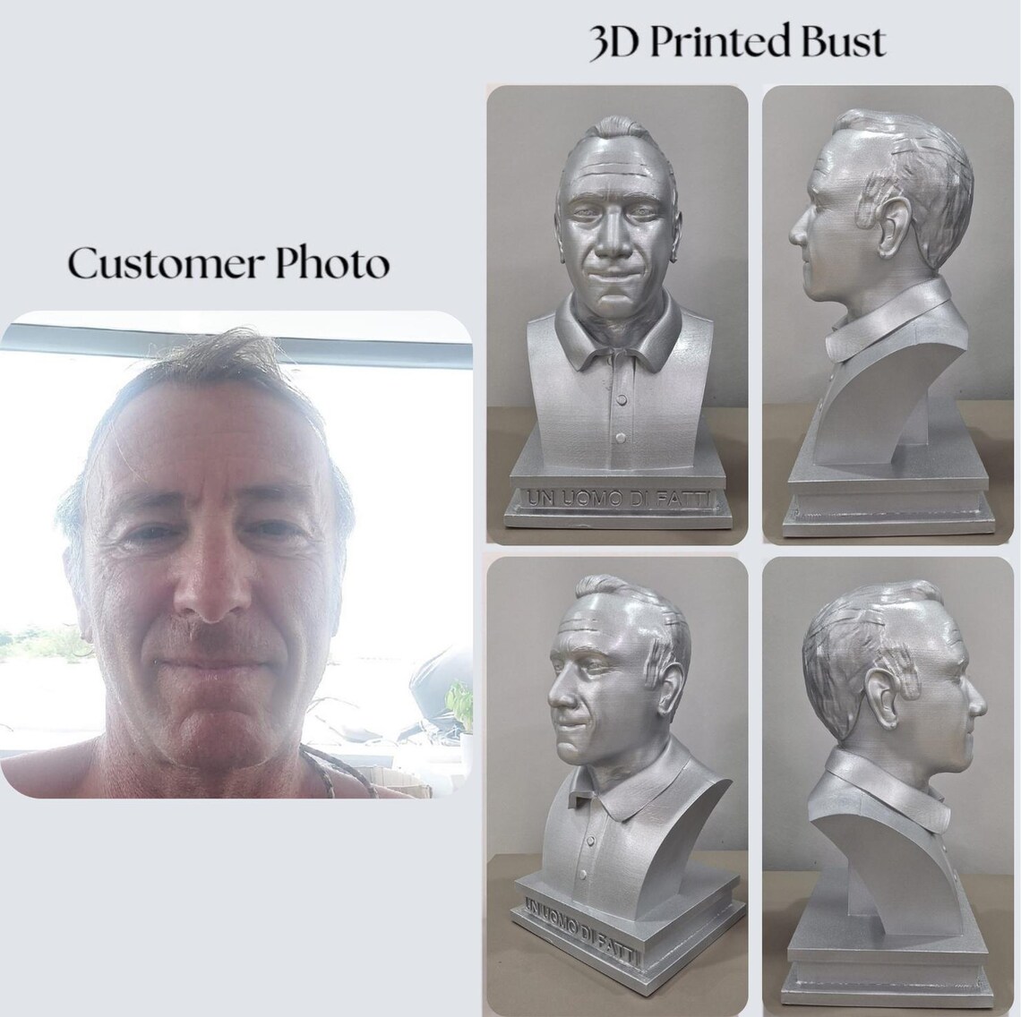 Custom 3D Printed Bust From Photo – Personalized Sculpture – Unique ...