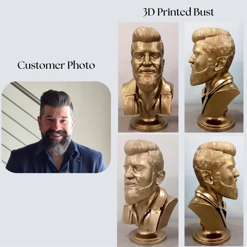Custom 3D Printed Bust From Photo – Personalized Sculpture – Unique ...
