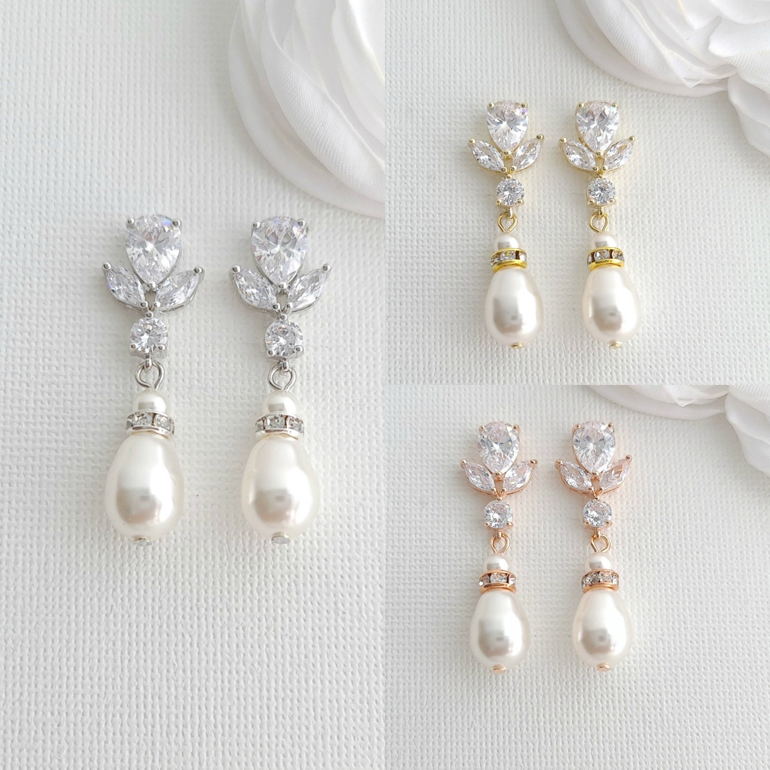 Pearl Drop Wedding Earrings Bridal Earrings Wedding Jewelry | Etsy