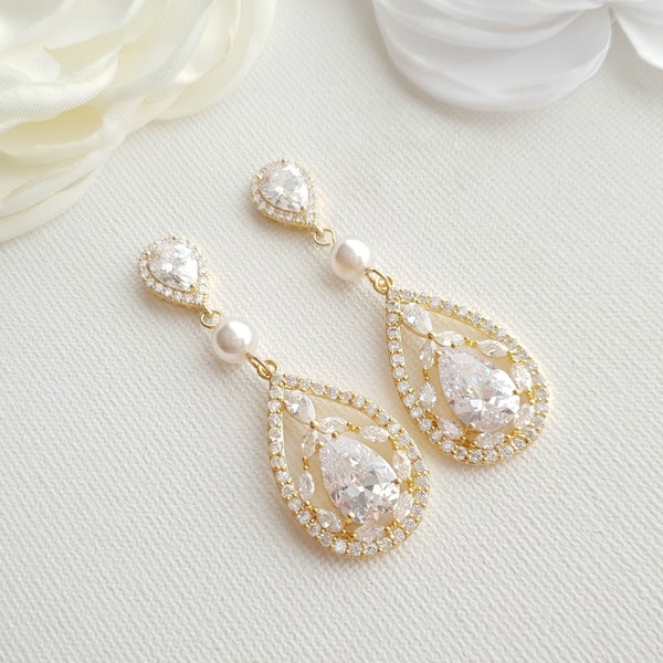 Gold Wedding Earrings - Etsy