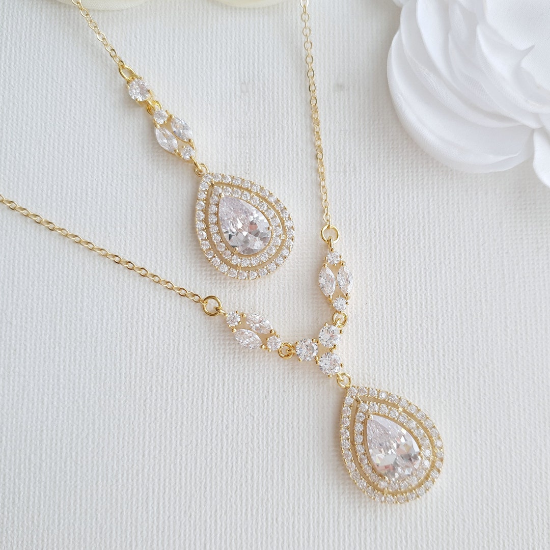 Back Necklace Gold, Wedding Necklace Simple, Bridal Backdrop Necklace ...