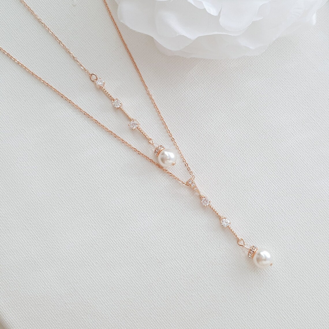 Drop Back Necklace Simple Wedding Necklace Bridal Necklace - Etsy