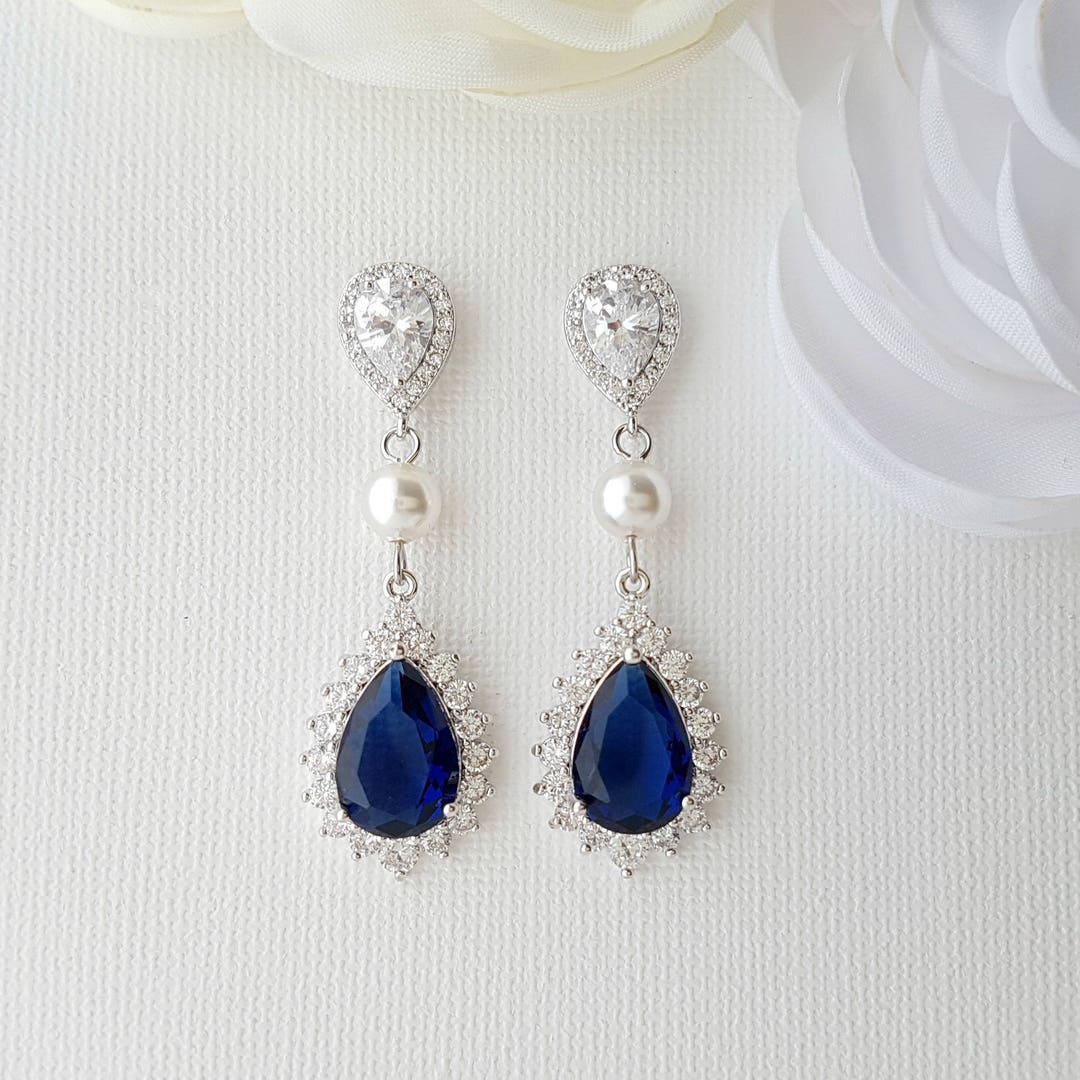 Blue Bridal Earrings Something Blue for Bride Available in - Etsy
