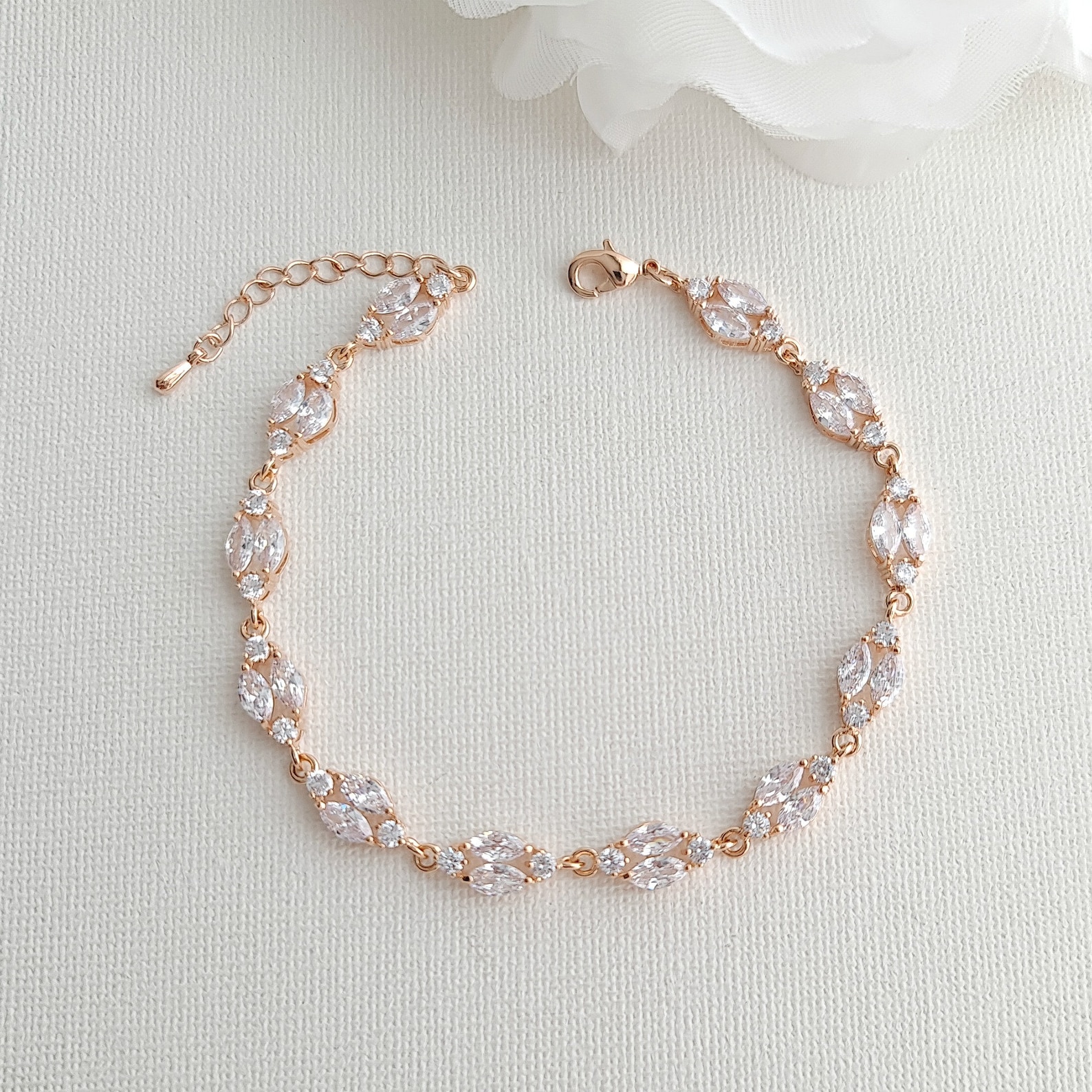 Silver Wedding Bracelet for Bride, Marquise Crystal Bridal Bracelet ...
