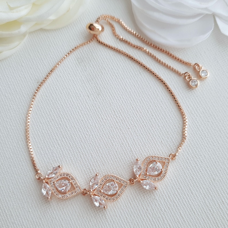 Adjustable Bridal Bracelet Crystal Wedding Bracelet Cubic - Etsy
