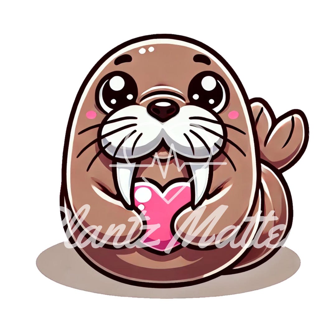 Walrus PNG Super Cute Kawaii Walrus Heart Valentine PNG Clipart ...