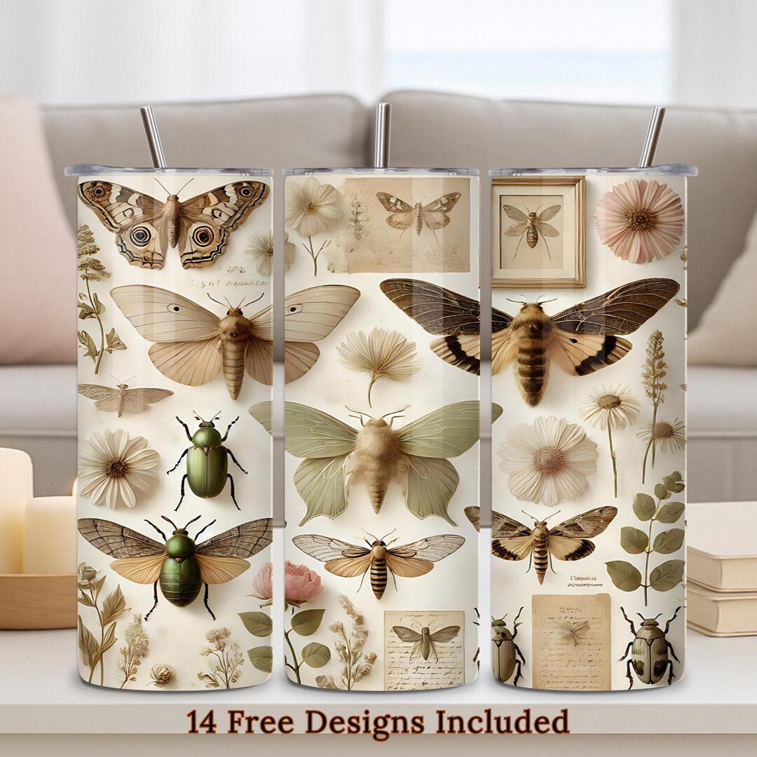 Moth Tumbler Wrap, 20oz PNG, Insect Art, Digital Download - Etsy