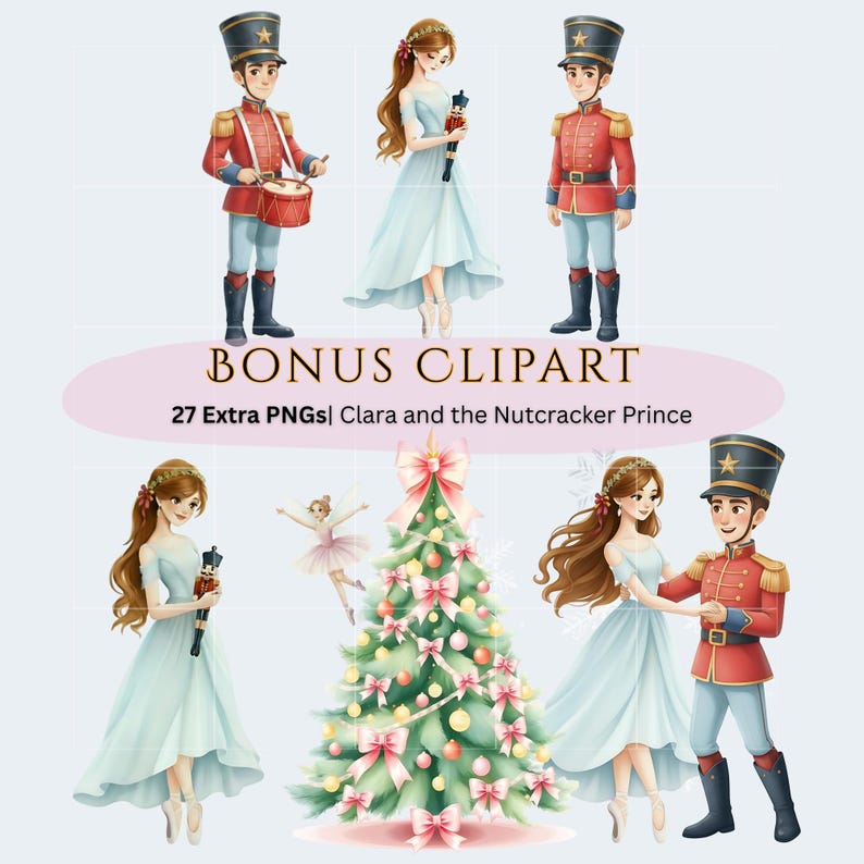 Watercolor Nutcracker Clipart Bundle, Colorful Pastel Christmas PNG Set ...
