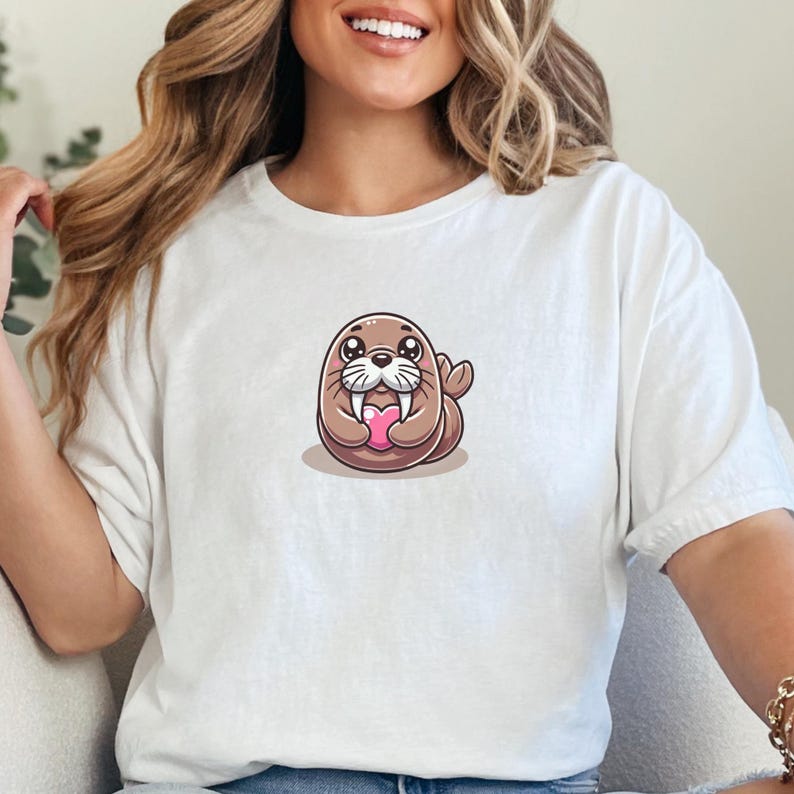 Walrus PNG Super Cute Kawaii Walrus Heart Valentine PNG Clipart ...