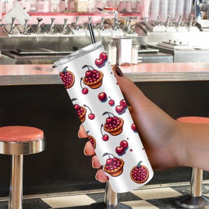 Cherry Tumbler Wrap 20oz Sublimation Design PNG Straight Retro Cherry ...