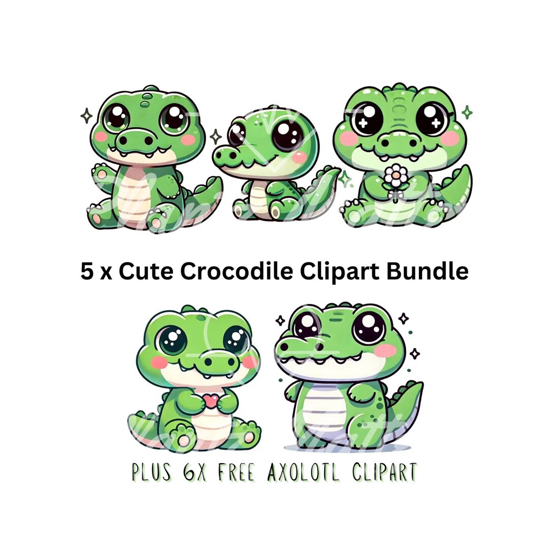 Crocodile Clipart Bundle Crocodile PNG Cute Crocodile Art Kawaii ...