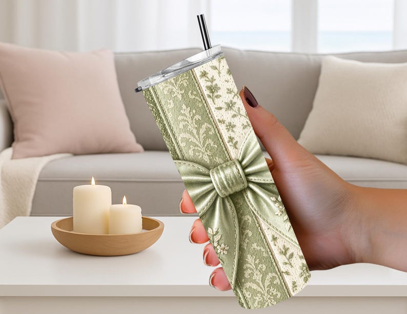 Coquette Bow Tumbler Wrap, 20oz PNG, Cottagecore Sublimation Design ...