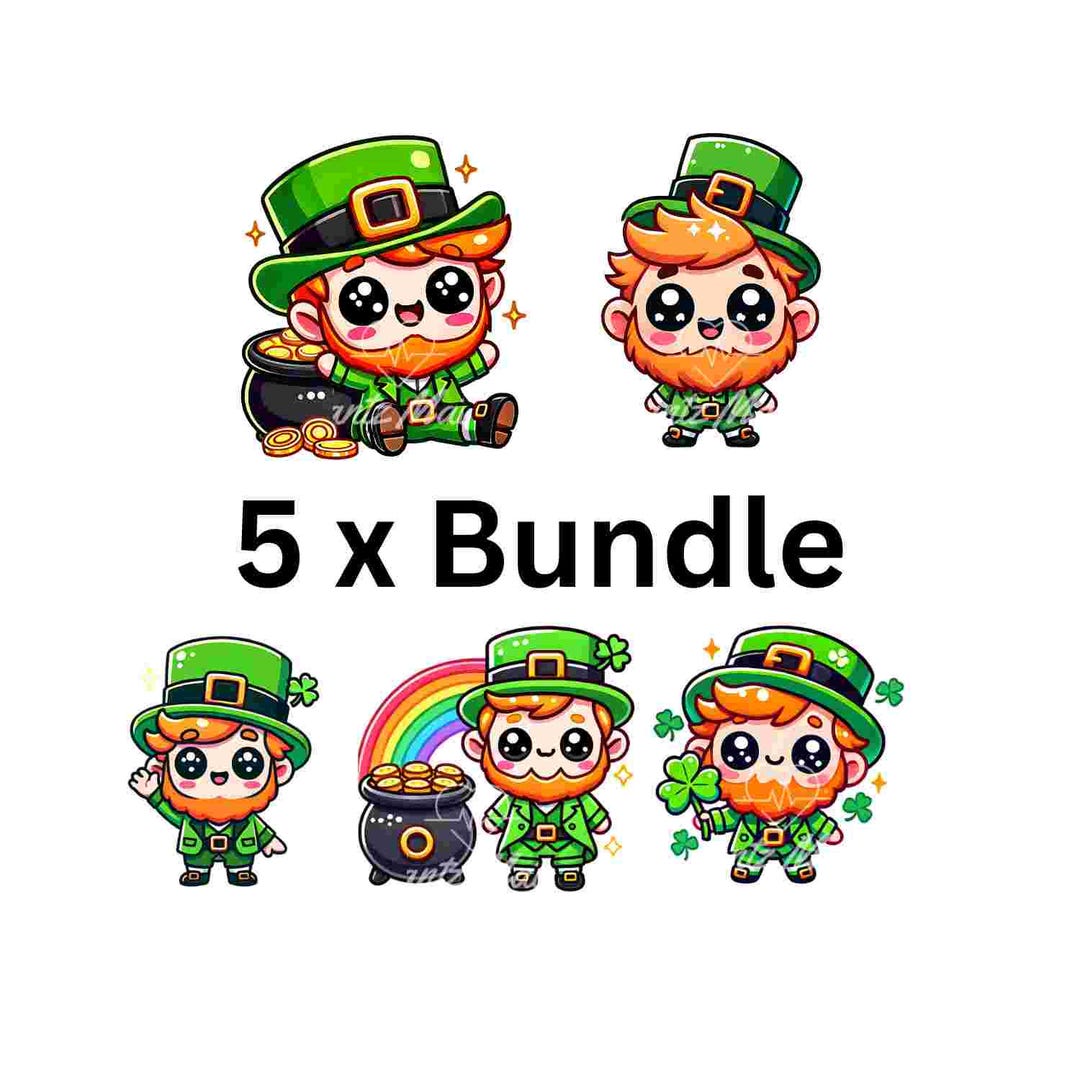 5x Cute Leprechaun Clipart Leprechaun PNG St Patricks Day Clipart Irish ...