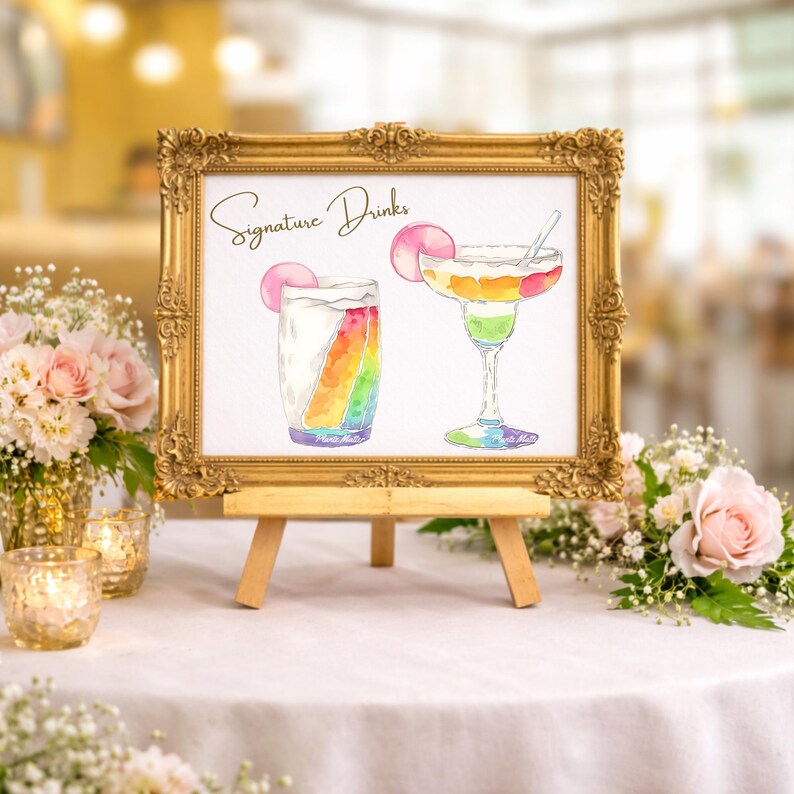 Rainbow Party Clipart Bundle, Cocktail PNG, Watercolor Desserts ...