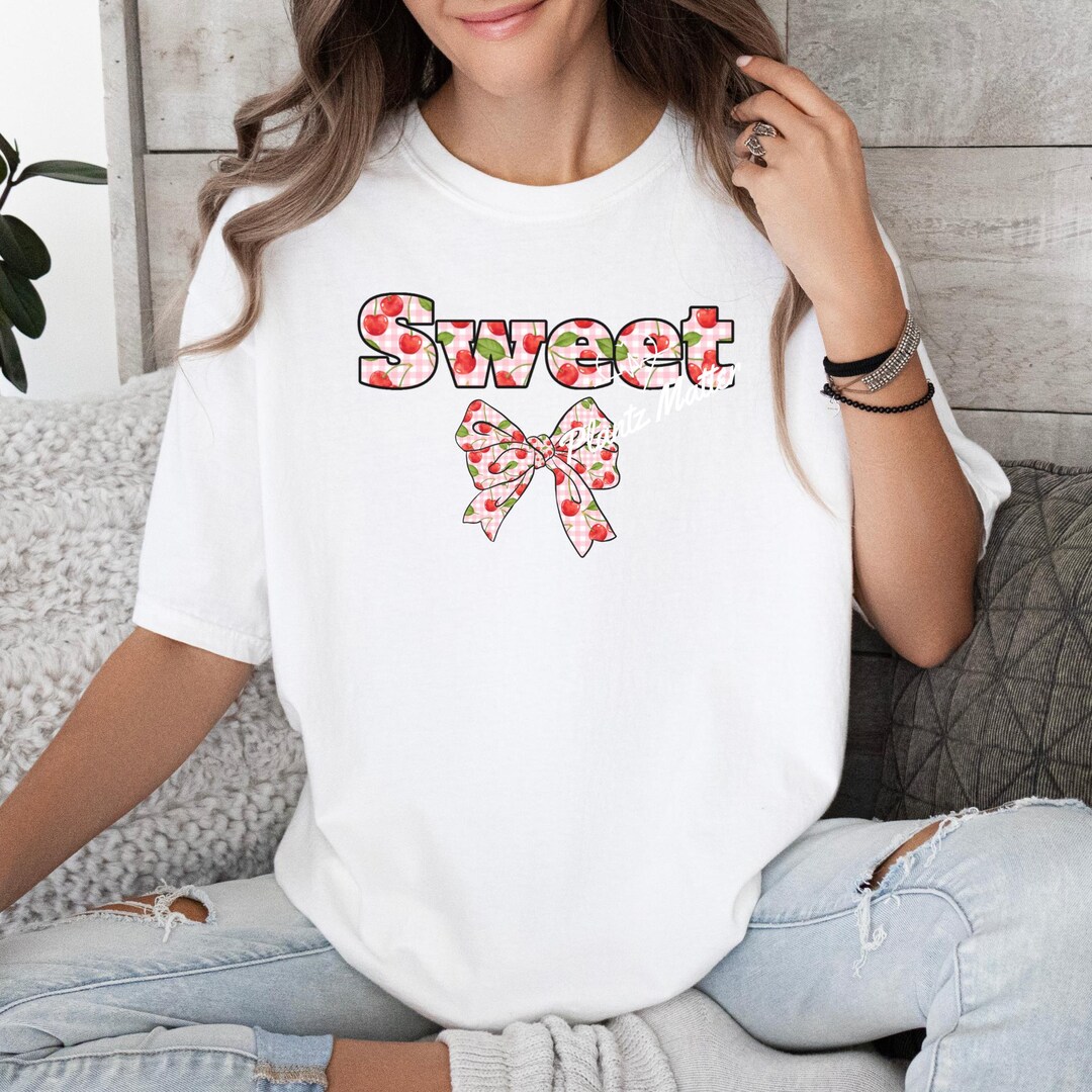 Cherry Shirt Design for Sublimation Cute Cherry Bow PNG Cherry Coquette ...