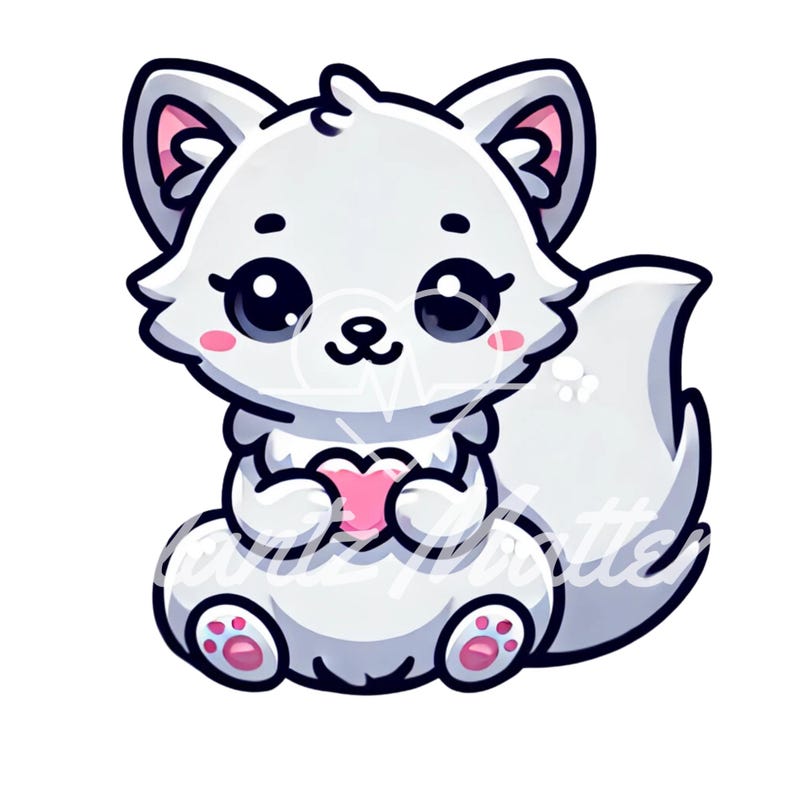 Arctic Fox Clipart Cute Arctic Fox PNG Cute Heart Valentine Clipart and ...