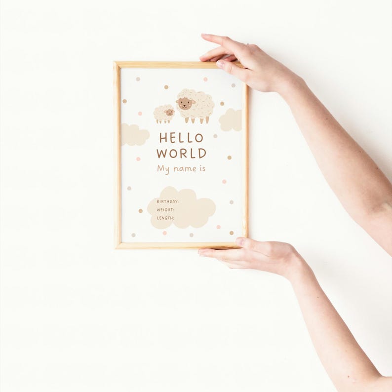 Personalized NICU Door Sign Neutral Pink Sheep Digital Prints Download ...