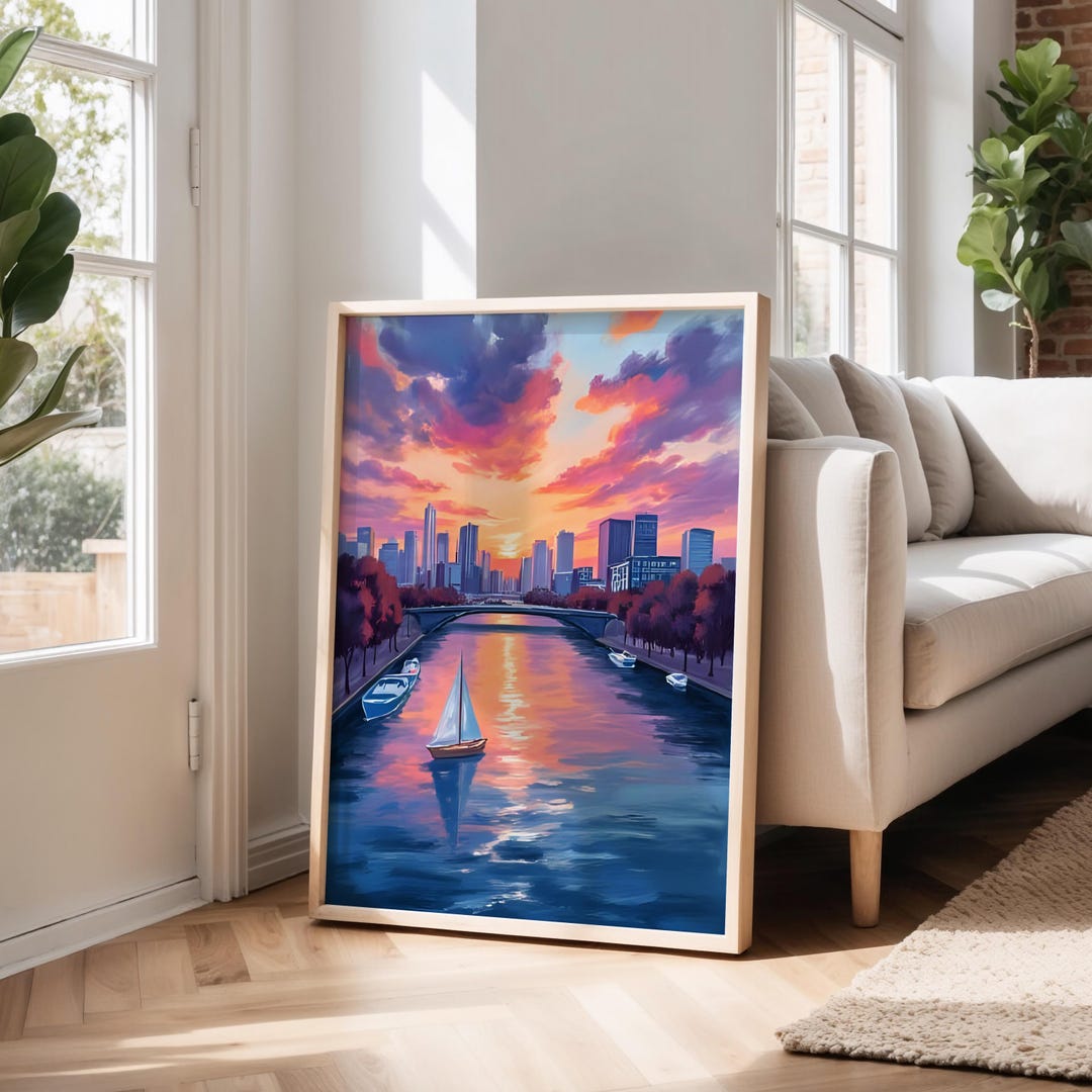 Boston Wall Art, Harbor Sunset, Skyline City Print, Massachusetts East ...