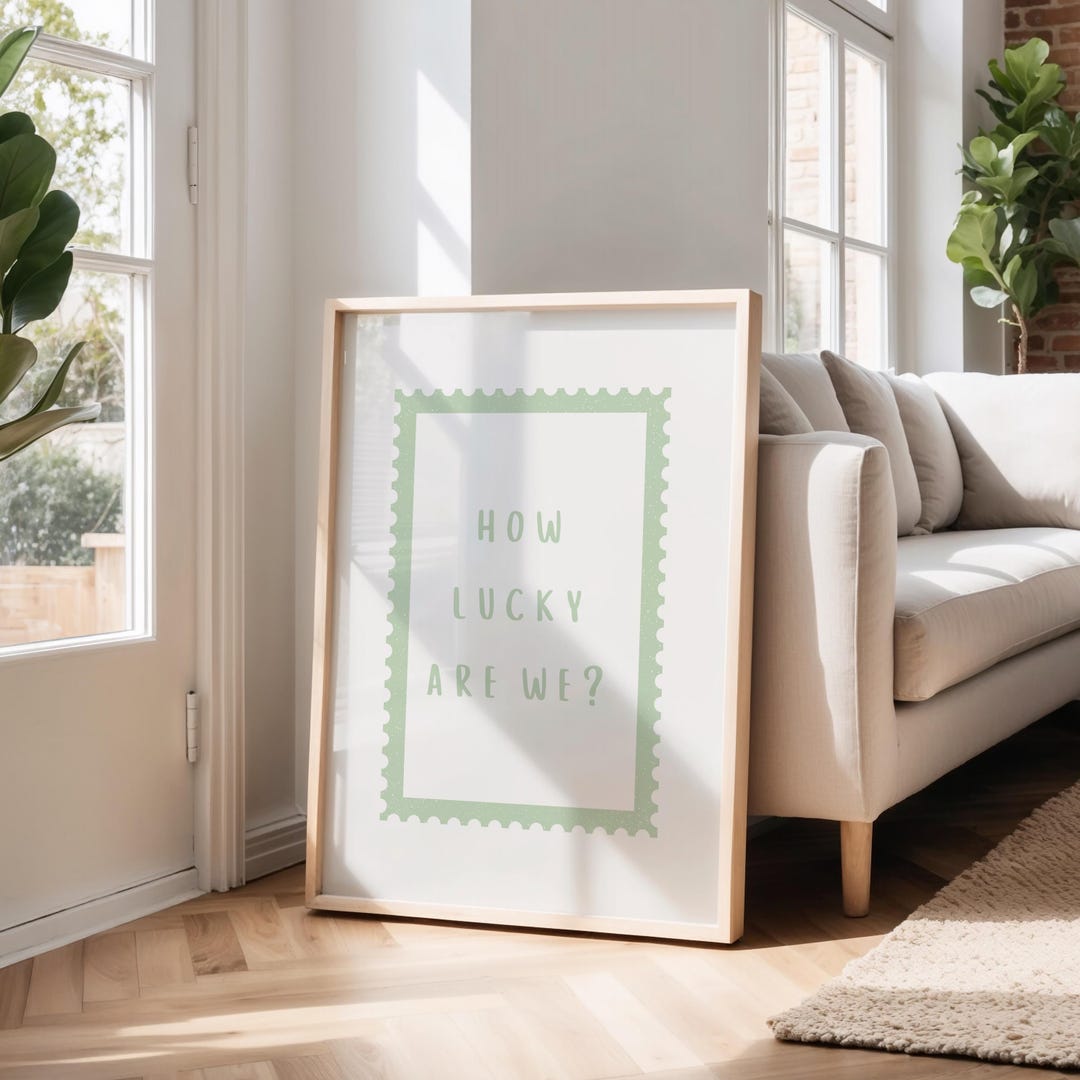 How Lucky Are We, Preppy Stuff, Minimalist Poster, Sage Green Wall Art ...