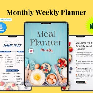 Monthly and Weekly Meal Planner 2026/2027 With Grocery List, Recipes ...