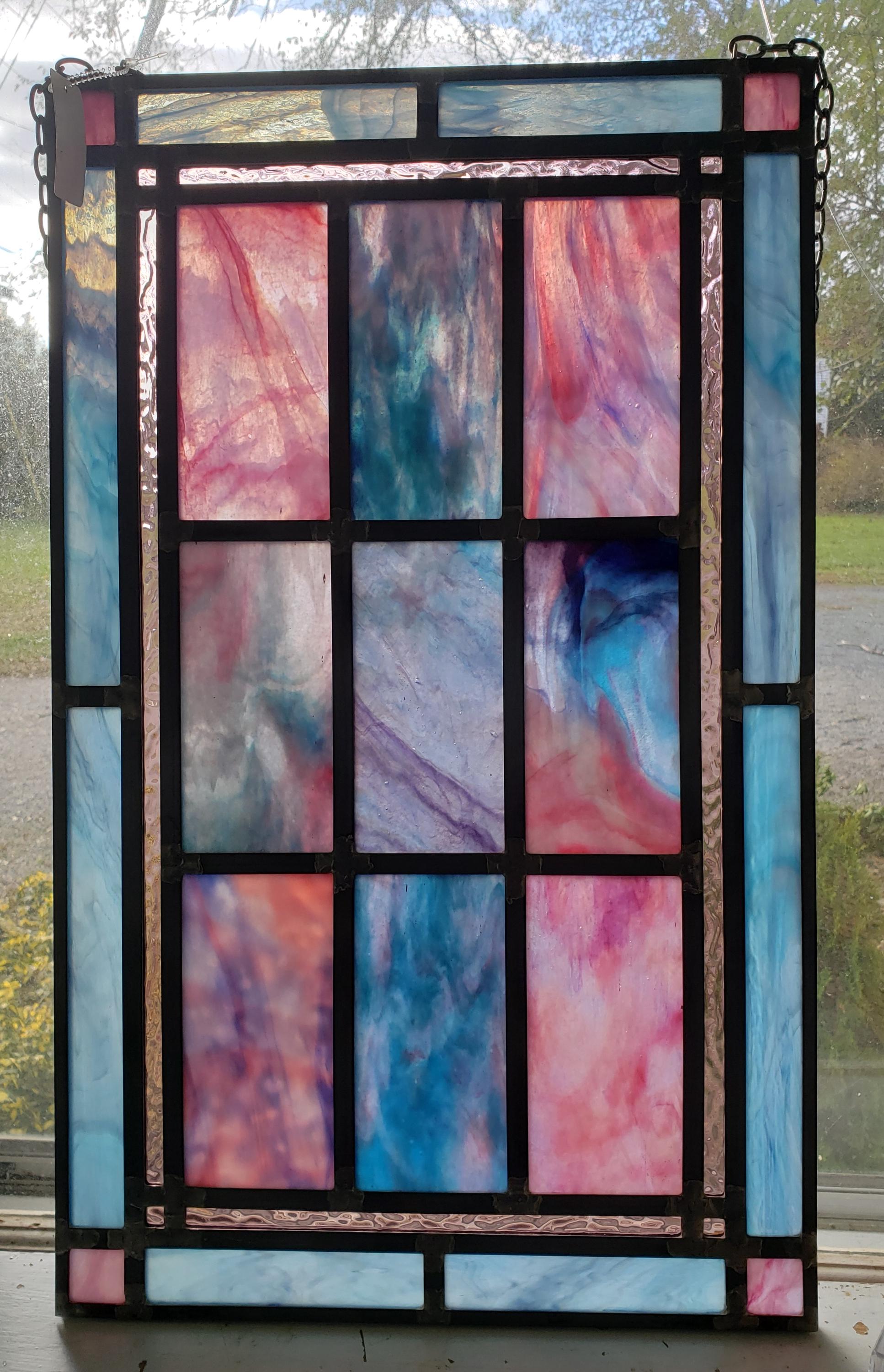Stained Glass Window in Blues and Pinks. - Etsy