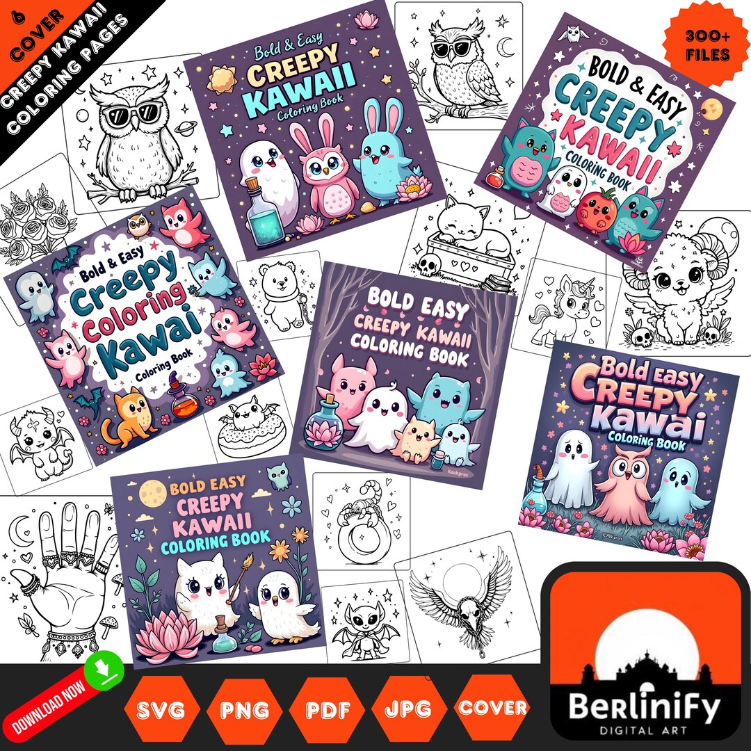 Creepy Kawaii Easy Coloring Book, Simple Coloring Pages for Kids ...