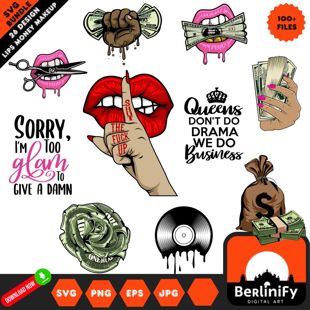 Lips Money Makeup SVG Bundle | Commercial Use Files for Cricut ...