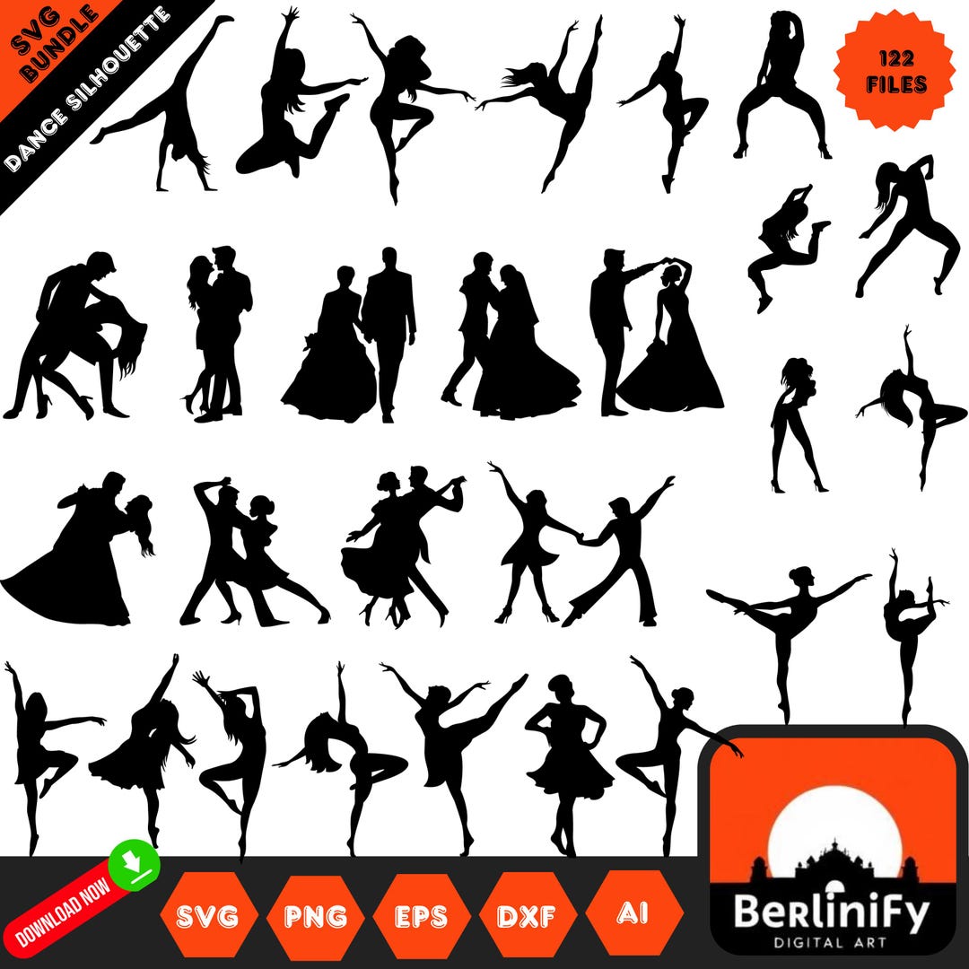 Dance Silhouette Svg Bundle, Ballet, Salsa, Dancing Couple, Dance ...
