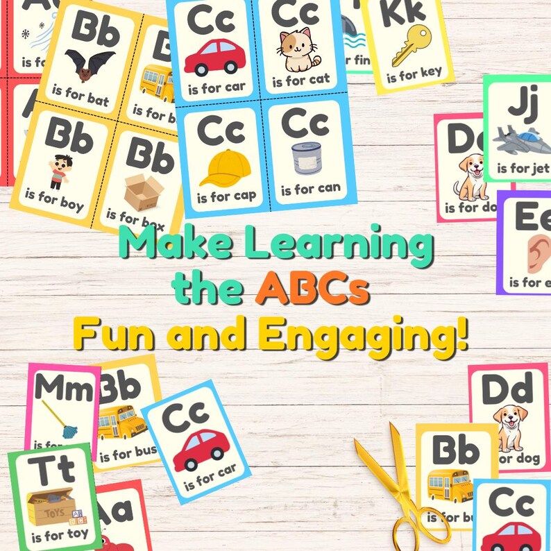 100+ Words Alphabet Flash Cards Classroom Poster Bulletin for Preschool ...