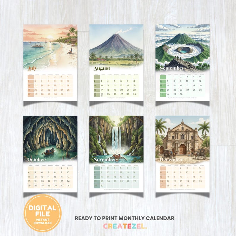 2026 Calendar Printable 12 Monthly Pages, A4 and Letter Size, With ...