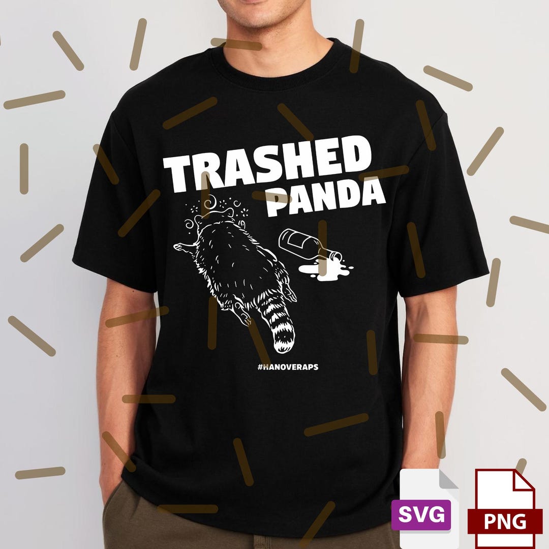 Trashed Panda PNG Svg, Funny Drunk Raccoon Meme Graphic, Vintage Animal ...