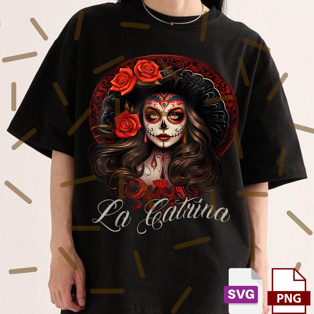 La Catrina Dress Png Svg, Stylish Day of the Dead PNG, Sugar Skull ...