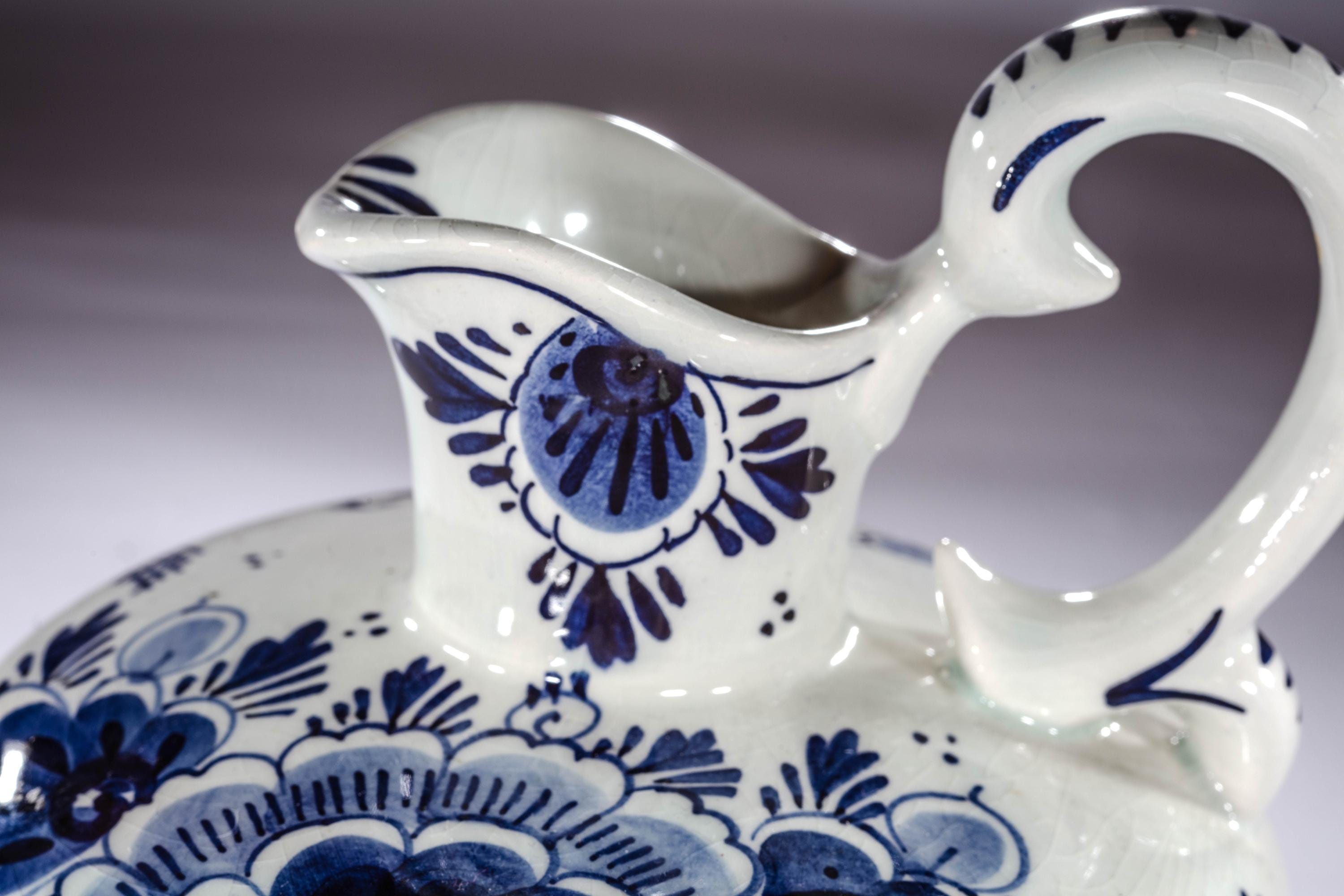 Vintage Delfts Holland Hand-painted Blue and White Pottery Jug Pitcher ...