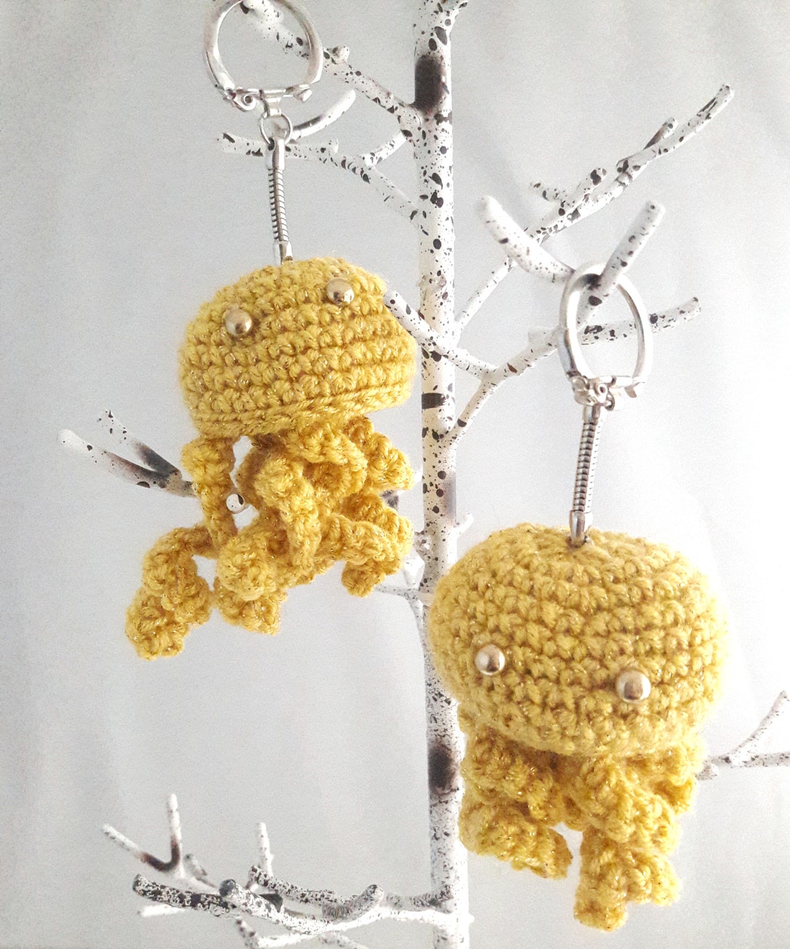Gold Jellyfish Keychain, Jellyfish Plushie, Cute Mini Jellyfish Charm ...