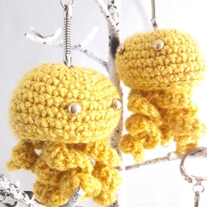 Gold Jellyfish Keychain, Jellyfish Plushie, Cute Mini Jellyfish Charm ...