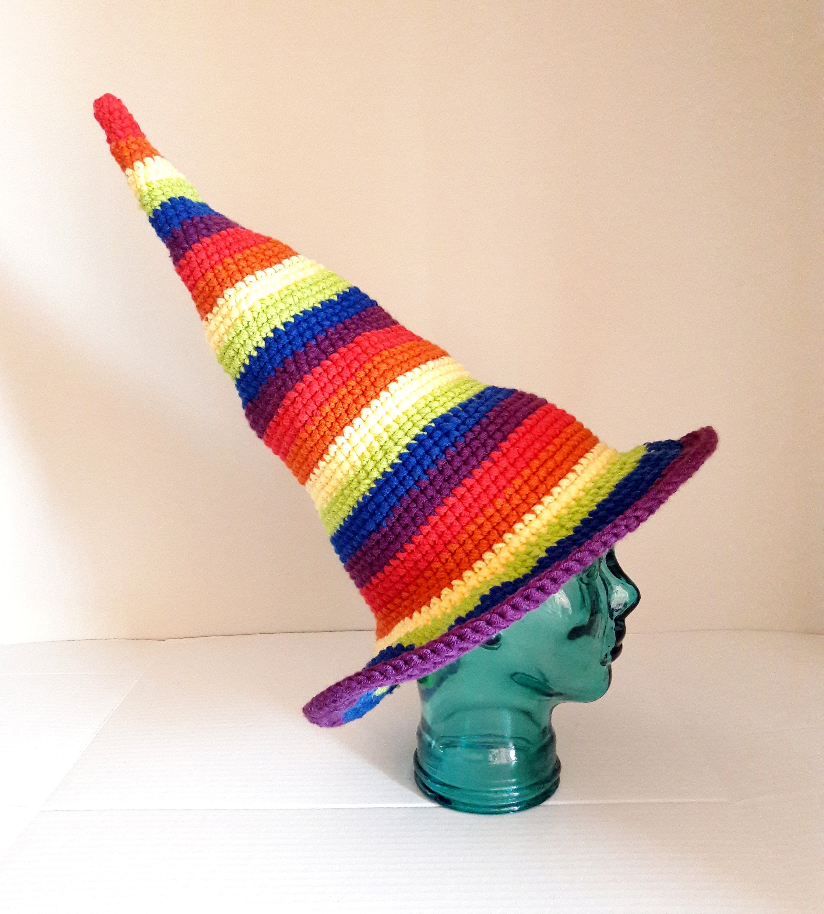 Rainbow Wizard Hat, Made to Order, Mage Hat, Elf Hat, Great for Parades ...