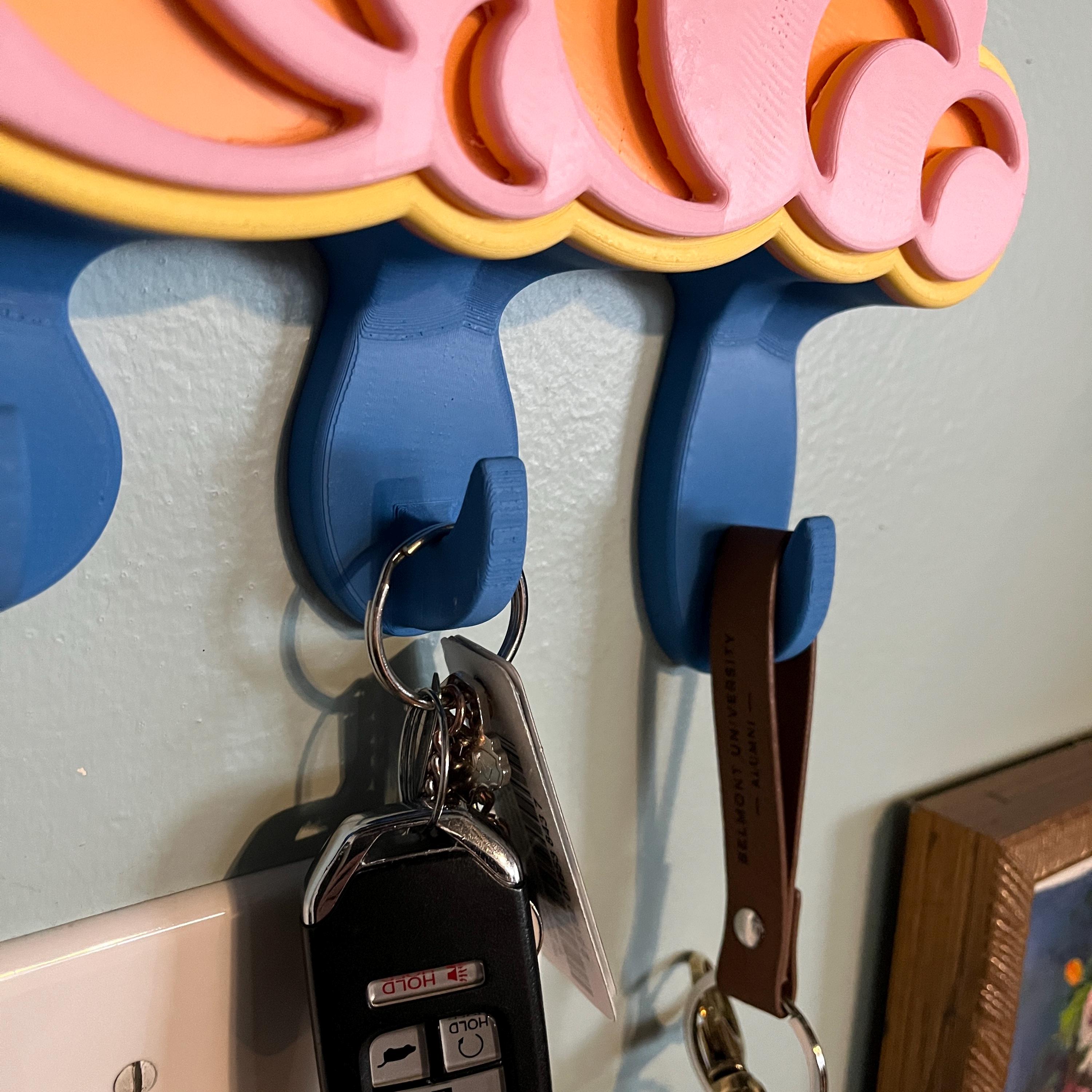 Sunset Cloud Key Holder for Wall With Mounting Hardware, Unique Wall ...