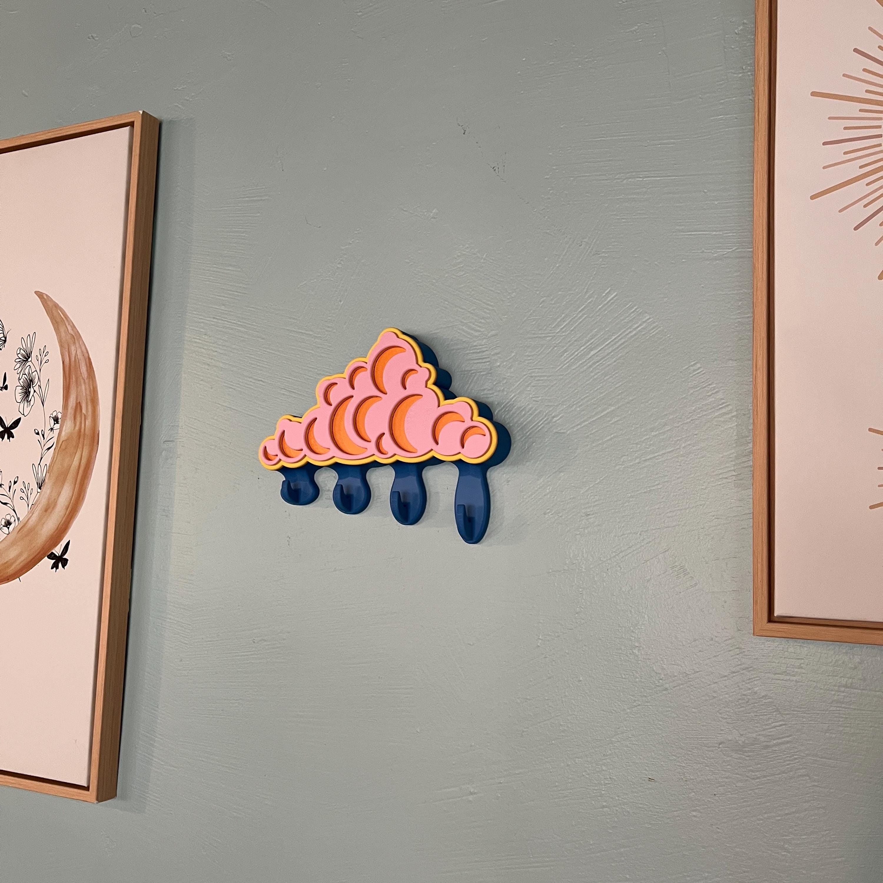 Sunset Cloud Key Holder for Wall With Mounting Hardware, Unique Wall ...