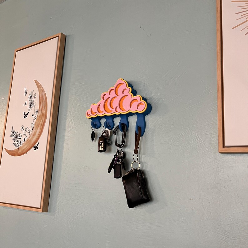 Sunset Cloud Key Holder for Wall With Mounting Hardware, Unique Wall ...