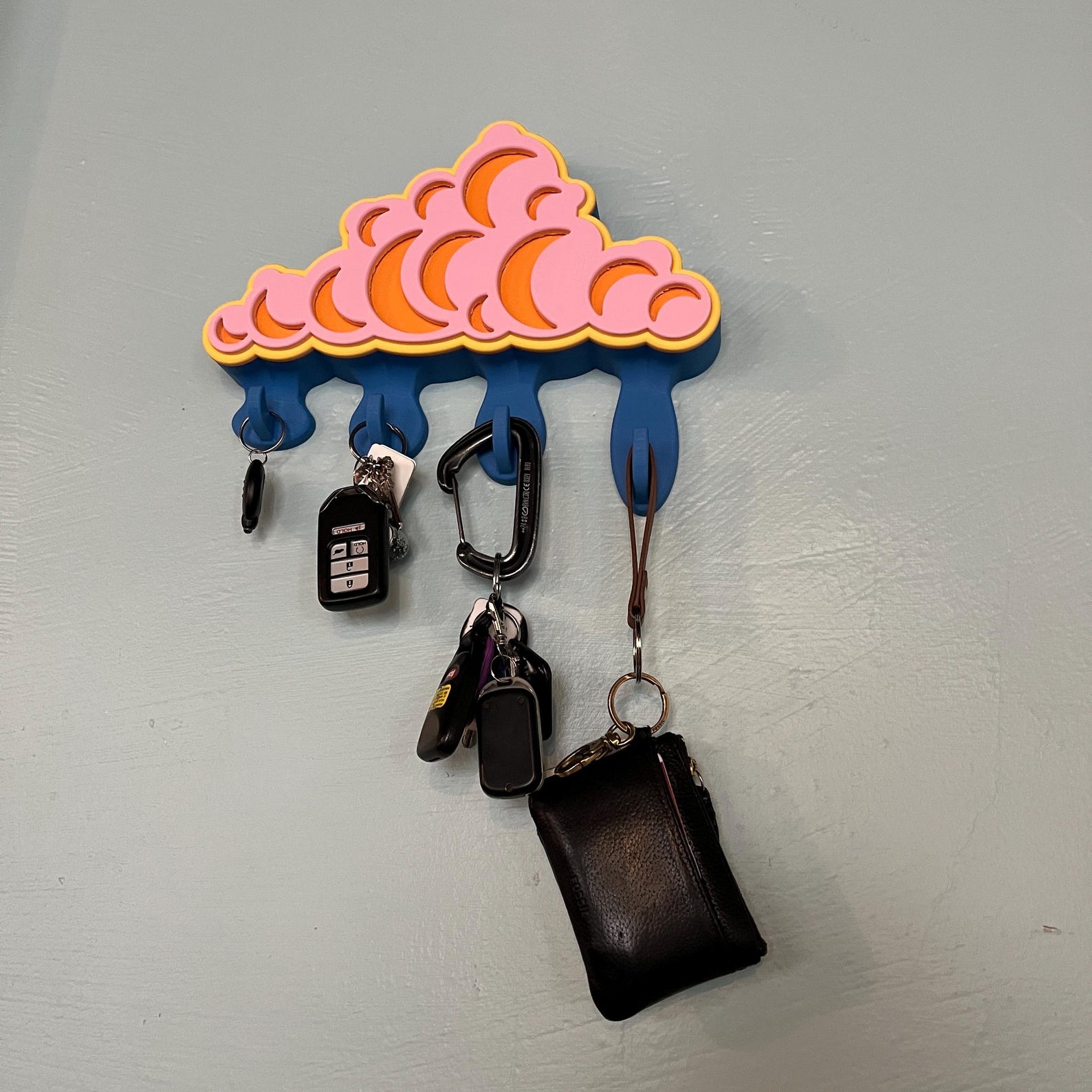 Sunset Cloud Key Holder for Wall With Mounting Hardware, Unique Wall Storage Hooks, Cute and ...