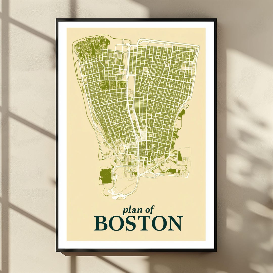 Boston Map Print, City Map Decor, Massachusetts Map, Boston Map Poster ...