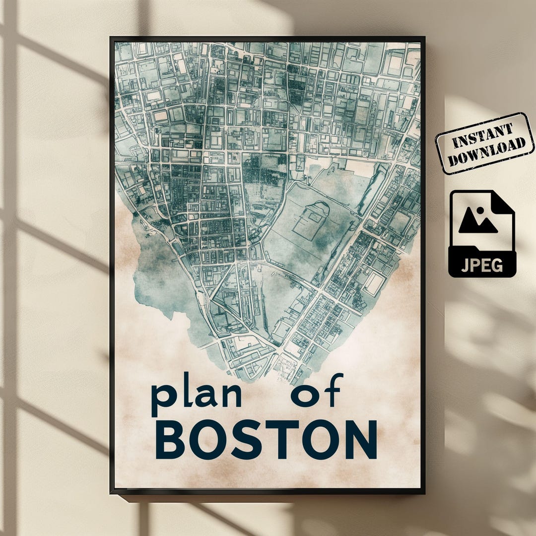 Boston Travel Poster, Boston Map Print, City Map Decor, Massachusetts ...