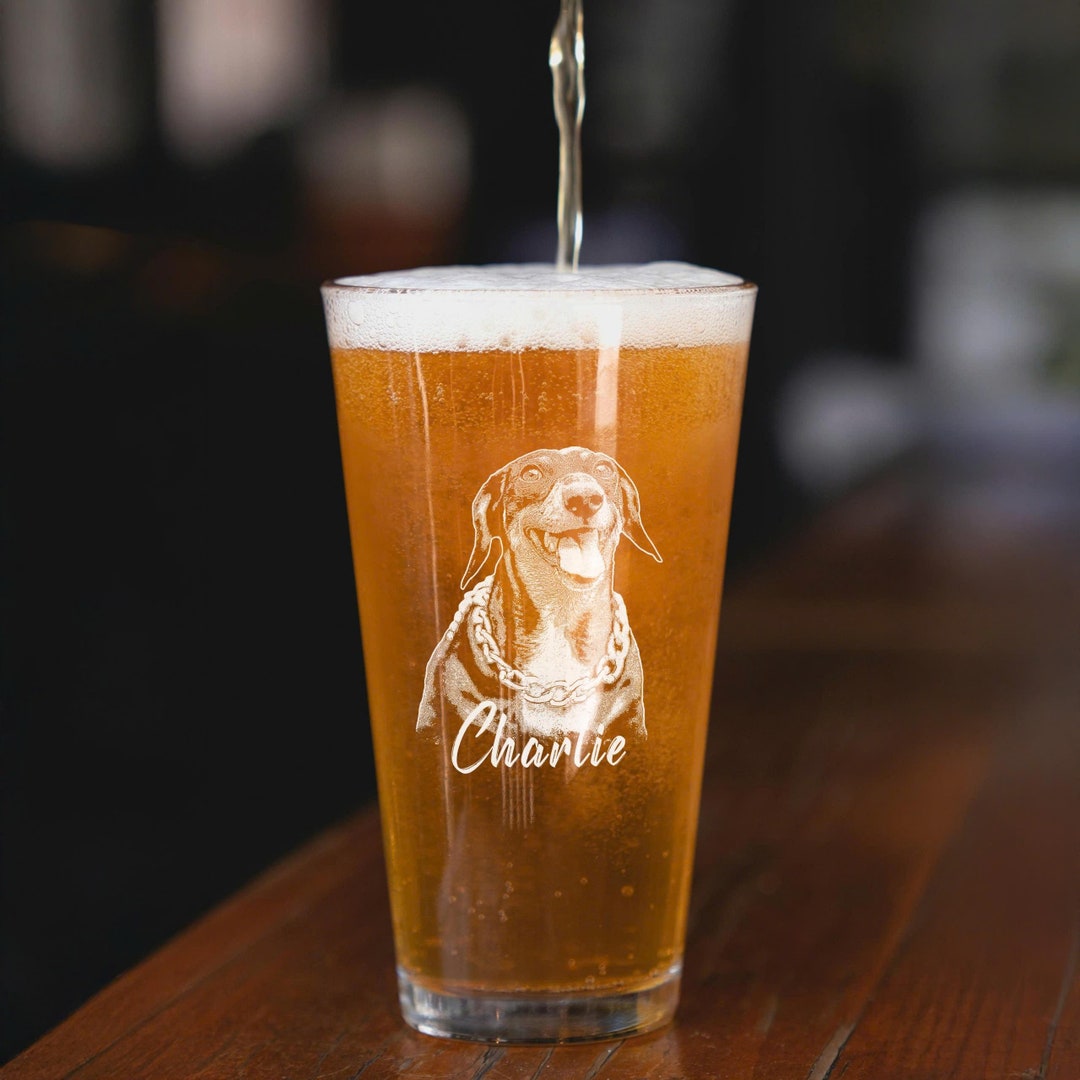 Personalized Beer Glass With Pet Photo, Custom Dog & Cat Memorial, Pet ...